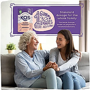KOS Sleep Gummies - Sugar & Gelatin Free Sleep Aid Gummies for Adults - 50mg L-theanine & 6mg Melatonin Gummies - Individually Wrapped, Plant-Based Formula for a Restful Sleep - 30 Day Supply