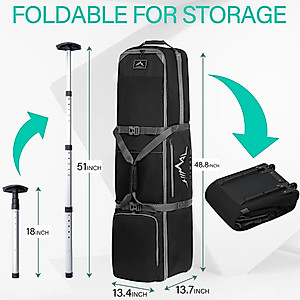 GoHimal Golf Travel Bag with Adjustable Support Rod, 900D Heavy Duty Oxford Fabric Golf Travel Case for Airlines with Wheels