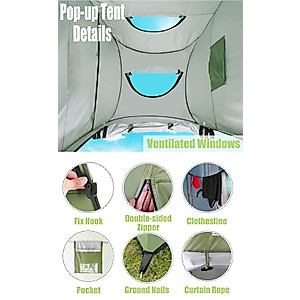Changing Room/Toilet/Shower Tent - Green, Pop Up Tents for Outdoor Camping with Metal Frame, Privacy Shelters Room Portable, 120/150 cm Wide (Size : 120cm/47in Wide)