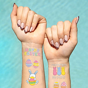 xo, Fetti Easter Party Supplies Temporary Tattoos - 48 Glitter Styles | Easter Bunny Decorations, Easter Basket, Easter Eggs Activity, Spring