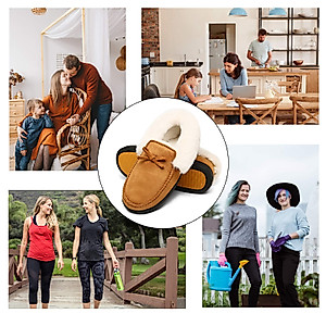 Mishansha Womens House Shoes Memory Foam Suede Moccasin Slippers Winter Warm Fleece Lined Home Shoes with Anti-Skid Rubber Sole Brown 9 Women/7 Men