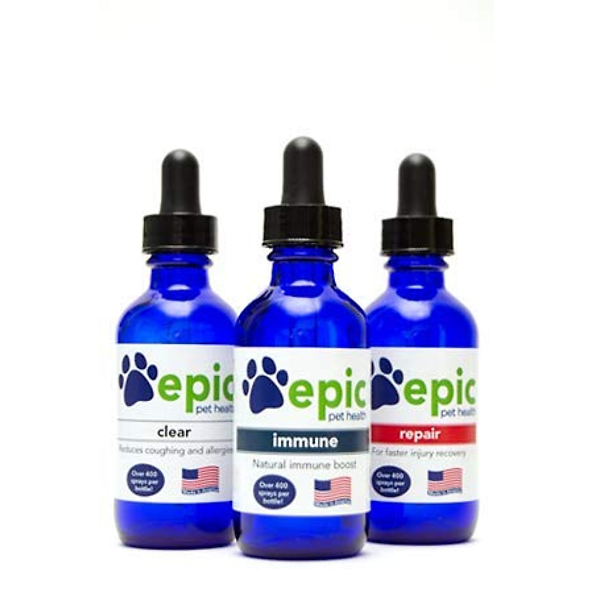 Epic Pet Health Immunity Support Combo - Repair, Clear, Immune - All Natural Liquid Spray Supplements - Promote Wound Healing, Helps Relieve Allergies & Pain - Nutrition Multivitamin for Cats & Dogs