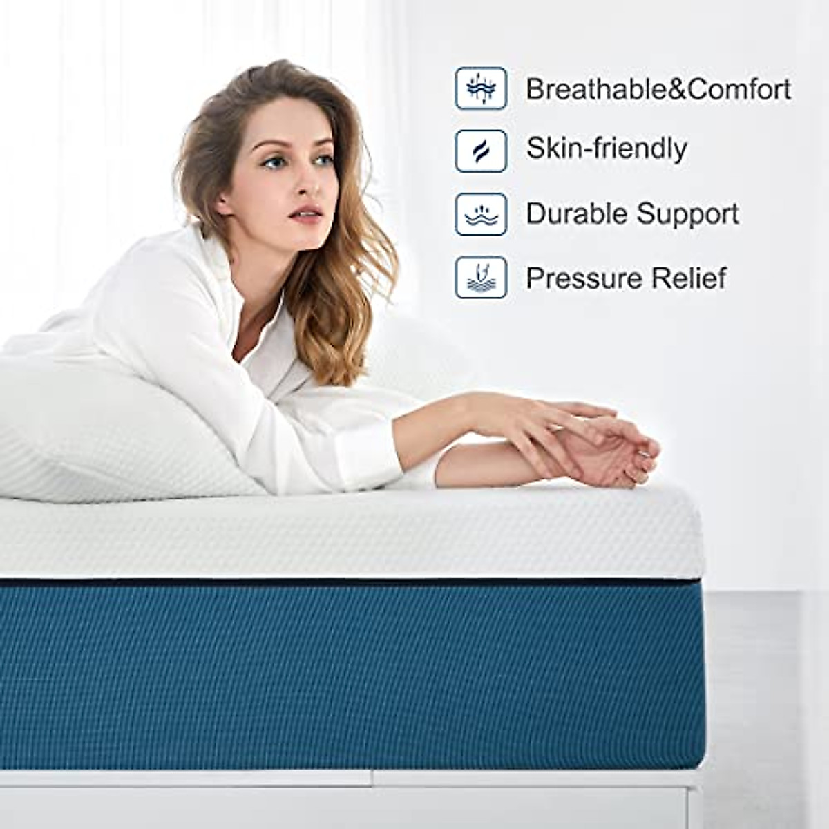 Molblly Queen Size Mattress, 10 inch Cooling-Gel Memory Foam Mattress in a Box, Fiberglass Free,Breathable Bed Mattress for Cooler Sleep Supportive & Pressure Relief， 60" X 80" X 10"