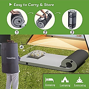 Memory Foam Camping Mattress 2.5 inch, Cot Pads, Single Small Portable Roll Up Camping Sleep Topper with Waterproof and Non-Slip Bottom, Camping Car Mat with Travel Bag, 72"×24"×2.5", Grey