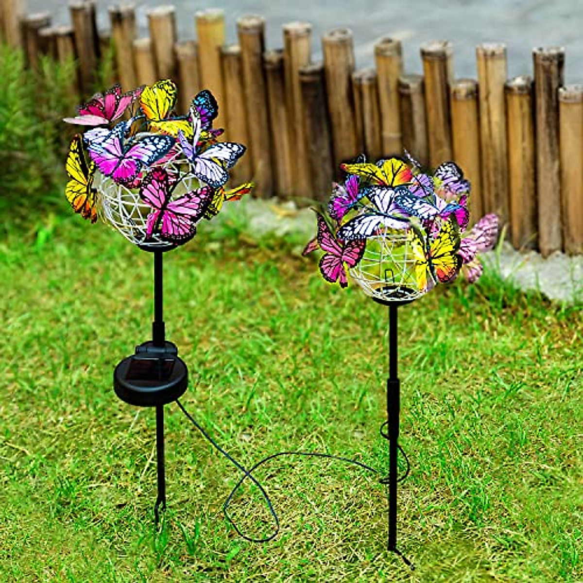 HTZNHXT Outdoor Solar Garden Butterfly Lights, Waterproof Butterflies Ground Lights, Multi-Color Changing LED Light for Yard, Garden, Deck, Lawn, Patio, Walkway Decor