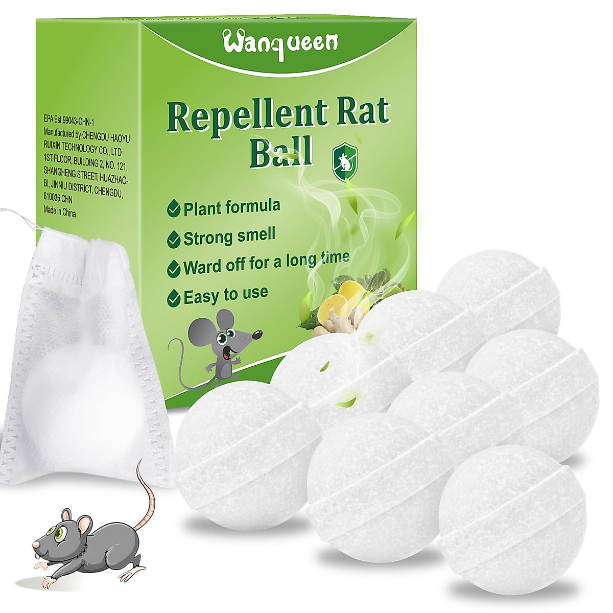 8 Packs Repellent Rat Ball Mice Repellent, Peppermint Oil to Repel Mice and Rats, Rats Mice Mouse Repellent Deterrent Pest Insect Control