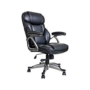 STAPLES Osgood High-Back Bonded Leather Manager Chair, Black, 2/Pack (61305-Ccvs)