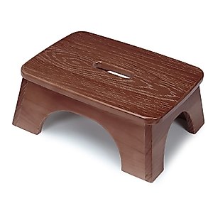 Wooden Step Stools for Adults and Kids, Bed Steps for High Beds, Foot Stool for Bedroom Bathroom Kitchen, 100% Natural Wood by S SEEKINGTAG - No Assembly Required(Dark Walnut)