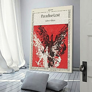 MOJDI Book Cover Miltons Paradise Lost Poster from 1911 Epic Poetry Wall Art English Literature Poster For Canvas Painting Wall Art Poster for Bedroom Living Room Decor 20x30inch(50x75cm) Frame-style