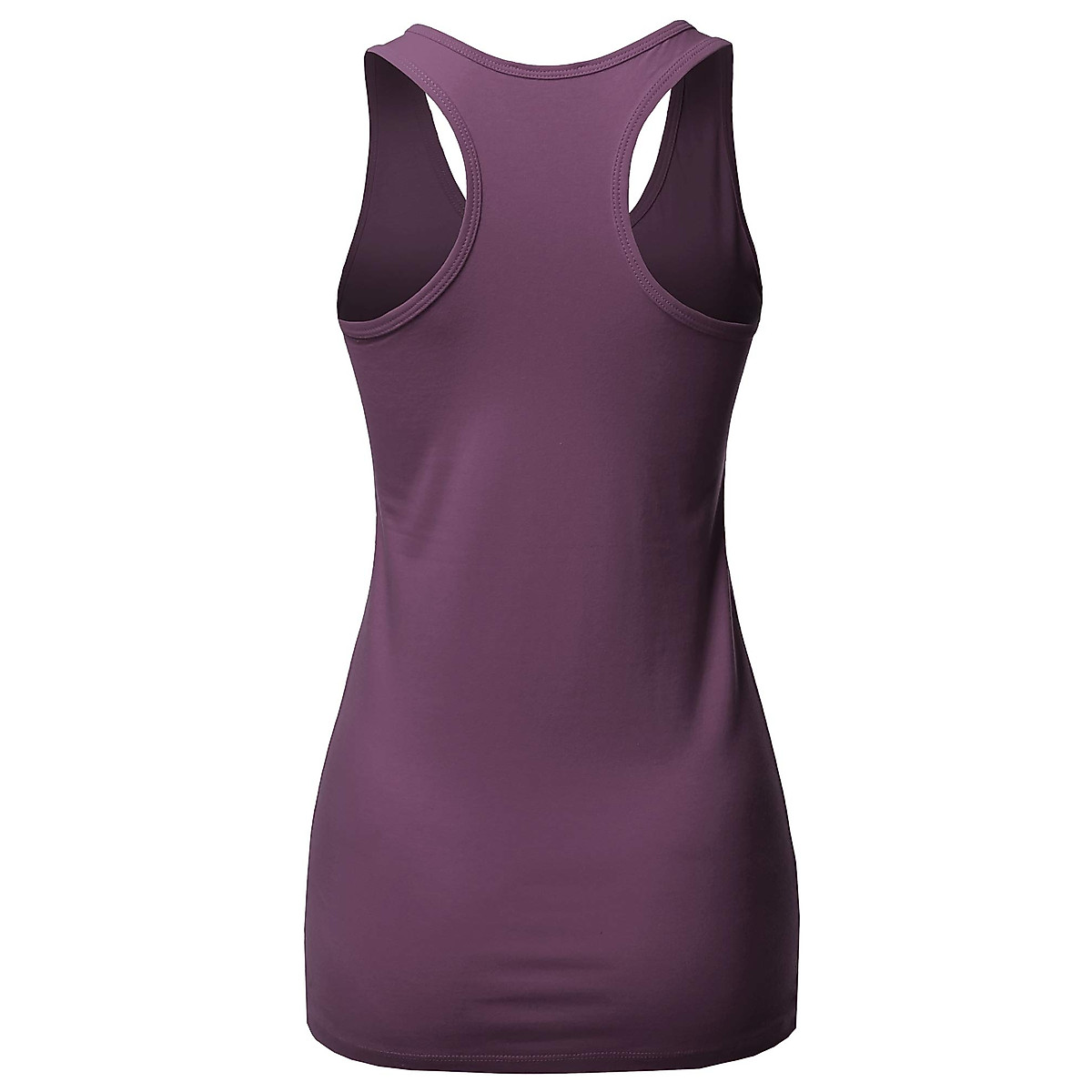 A2Y Basic Solid Soft Cotton Scoop Neck Racer-Back Tank Top Egg Plant L