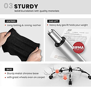 NEO CHAIR Office Chair Computer Desk Chair Gaming - Ergonomic High Back Cushion Lumbar Support with Wheels Comfortable Jet Black Leather Racing Seat Adjustable Swivel Rolling Home Executive