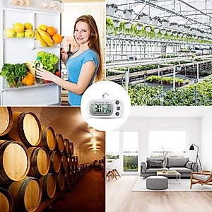 AMIR Fridge Thermometer Digital, Newest Refrigerator Thermometer 2 Pack, Mini Freezer Thermometer with Hook, LCD Display, ℃/℉ Switch + Max/Min Record, for Kitchen, Home, Restaurants