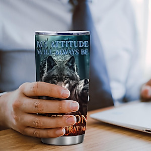 Equoza Wolf Tumbler for Men, Gifts for Wolf Lovers 20oz Insulated Tumble Stainless Steel Vacuum Travel Coffee Mugs with Lid Birthday Tumbler Gifts for Men（Pack of 1）