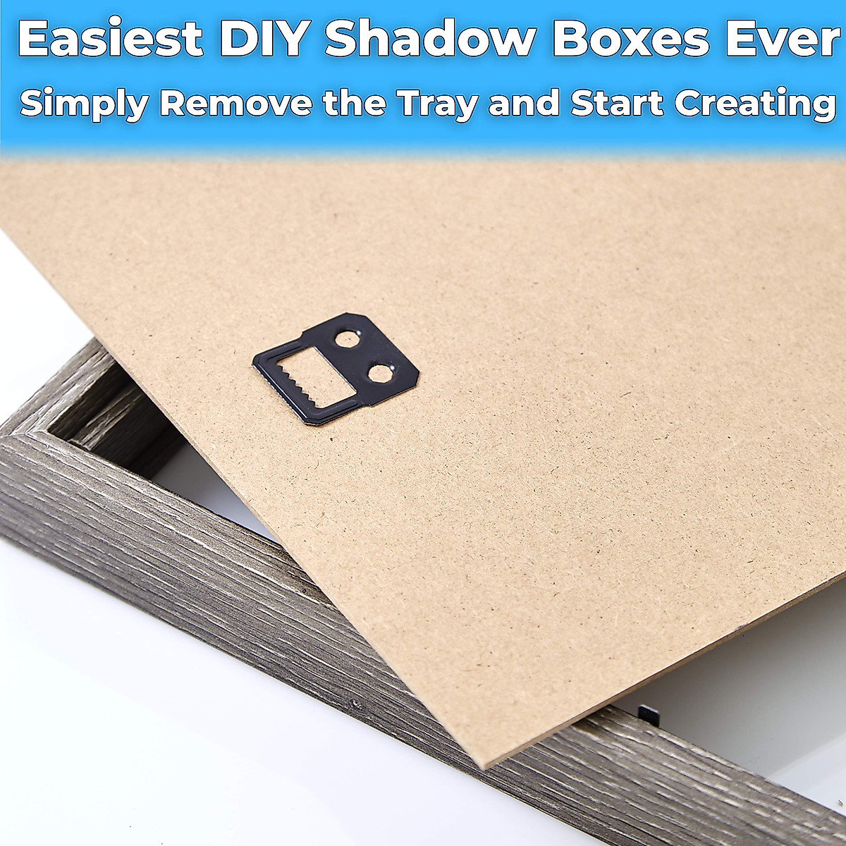 Super-Sturdy 11x14 Gray Shadow Box Frame With Glass 1pk . Large Rustic Wood Memory Box For Wedding Flowers, Jerseys, Pet Photos, Ticket Stubs or Medals