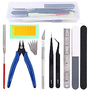 15Pcs Gundam Model Tools Kit Gunpla Tool Kits Modeler Basic Tools Craft Set with Plastic Box Hobby Building Tools Kit for Gundam Car Airplane Ship