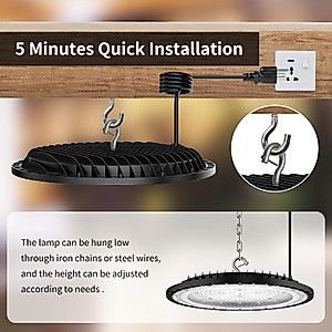 ROMMOR UFO LED High Bay Light 320W(1200W MH/HPS), 48000lm, 5000K Daylight High Bay LED Shop Lights with 5' Cable US Hook, IP65 Commercial Light Fixture for Warehouse Workshop Barn Factory