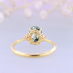 Delicate Moss Agate Diamond Ring Yellow Gold Engagement Ring Natural Gemstone Jewelry Minimalist Promise Ring Wedding Statement Gift For Her BY KANISHKA GEMS JEWELS