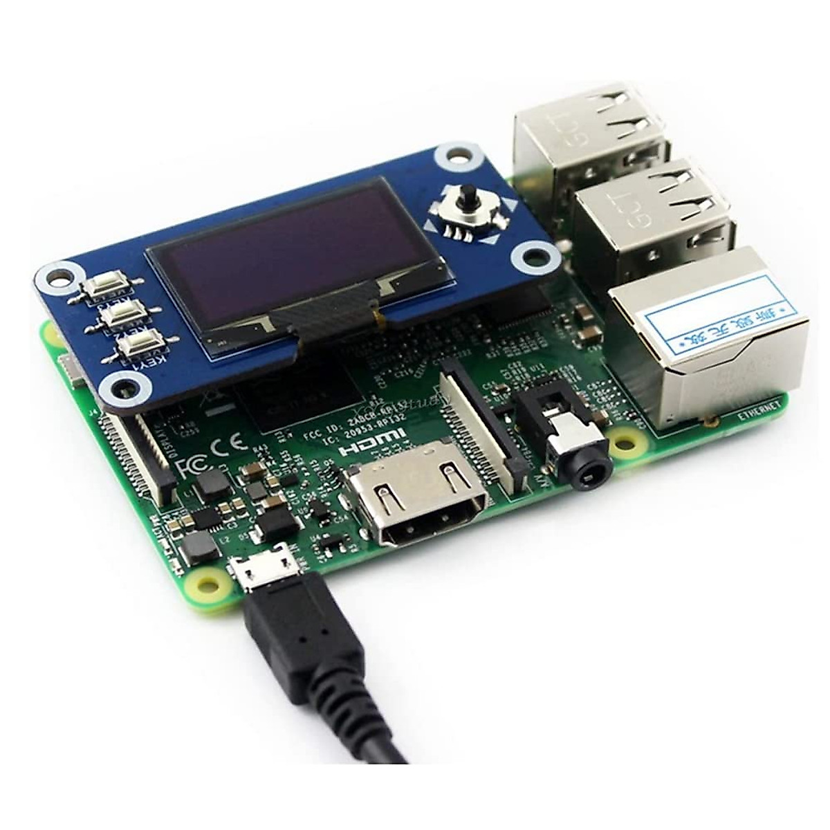 1.3inch 128x64 OLED Display HAT for Raspberry Pi 4 3 Jetson Nano SPI/I2C Interface with Embedded Controller @XYGStudy