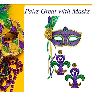 Cute Pair of Crawfish Fleur De Lis Earrings for Mardi Gras, Fat Tuesday, Mardi Gras Themed Parties and More. Cute Pair of Red, Yellow, and Green Mardi Gra Earrings for Parades, Acrylic, No Gemstone