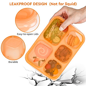 Lunbxx Bento Lunch Boxes - Reusable 5-Compartment Food Lunchables Containers, Snack Boxes For Adults Container for School, Work, and Travel, Set of 4 (Pastels)