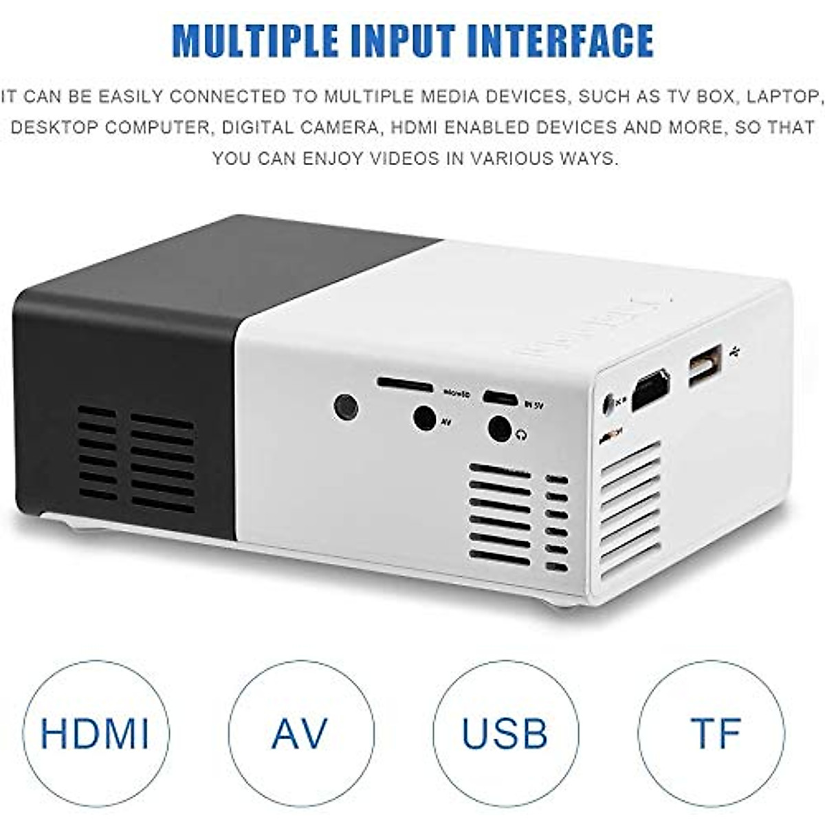 Vbestlife Mini Projector,Portable 1080P 600lm 4 : 3 LED Projector Home Cinema Theater Movie Support Laptop PC Smartphone HDMI Input,Great Gift Pocket Projector for Christmas (Black)