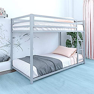 DHP Mabel Twin Over Twin Metal Bunk Bed in Silver