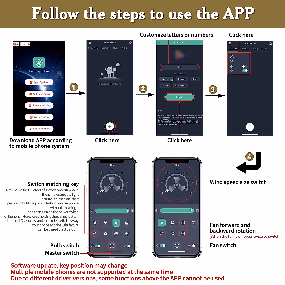 ASGYISA Modern Black Matte Ceiling Fan with Light Industrial 6 Lights Low Profile Flush Mount Fandelier with Remote Control for Farmhouse Kitchen Dining Room Bedroom