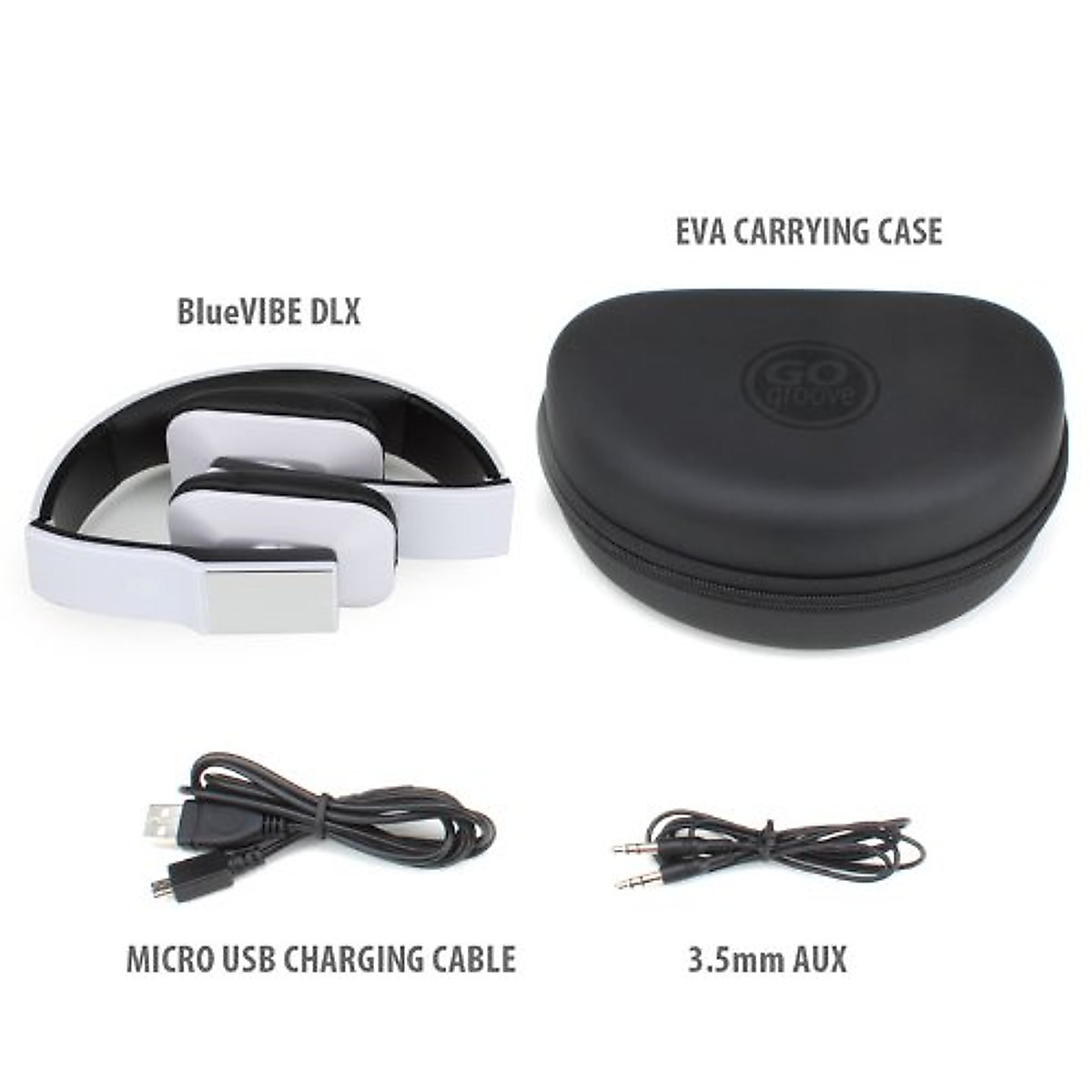 GOgroove BlueVIBE DLX Bluetooth Lightweight Wireless Over The Ear Headphones – 14 Hour Battery Life & 3.5mm Aux Input – Padded & Noise Isolating Plush Earpads for Comfort – Water Resistant Hard Case