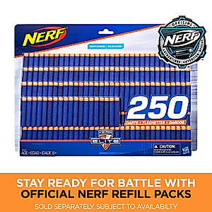 Nerf Modulus Stryfe Motorized Blaster - Fires 6 Darts in a Row - Includes Drop Grip, Barrel Extension, 6-Dart Clip, 6 Nerf Elite Darts (Amazon Exclusive)
