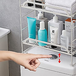 JONZIN Over The Toilet Storage, 2-Tier Large Capacity Bathroom Organizer Shelves, Adjustable Multifunctional Toilet Rack,No Drilling Space Saver with Wall Mounting Design