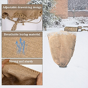 40 × 47 Inch Burlap Winter Plant Cover Bags- Large Size Plant Frost Protector with Drawstring Reusable Plant Covers Freeze Protection Tree Freeze Blanket for Outdoor Garden Plants from Animal Eating