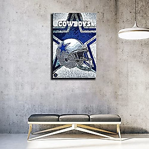Dallas American Football Cowboys Poster Sports Painting Posters Print Canvas Wall Art Decor for Bedroom Gifts To Men Fans Christmas Birthday Party Decoration NOUCAN (16x24inch-Unframed,A)