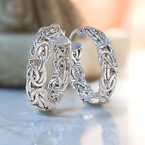Ross-Simons Sterling Silver Byzantine Hoop Earrings