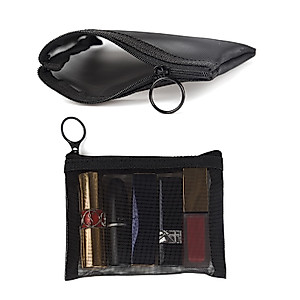 Patu Mini Zipper Mesh Bags, 4" x 5", Size S / A7, 5 Pieces, Beauty Makeup Lipstick Cosmetic Accessories Organizer, Small Travel Kit Storage Pouch, Black