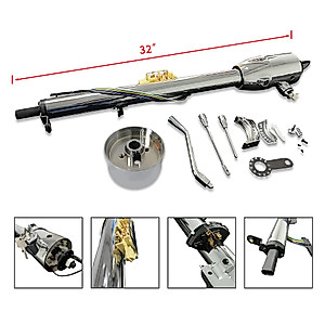DEMOTOR PERFORMANCE Hot Rod Chrome Tilt 32" Steering Column With Key for Auto Transmission
