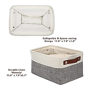 WOOROLL Set of 4 Fabric Storage Bins With Handles, Collapsible Storage Baskets For Organizing, Small Storage basket For Shelves, Closets, Laundry, Nursery