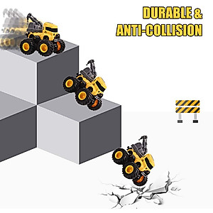LONANDY Construction Truck Toy Push and Go Car Toys for Boys and Girls, Friction Powered Toy Car Set Include Crane Mixer Excavator Dump Truck, Party Supplies for Toddlers Kids Ages 3+