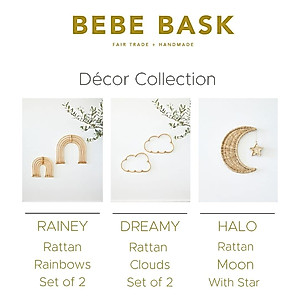BEBE BASK Rattan Rainbow Nursery Decor Set of 2 - Handmade - Rainbow Decor for Girls Room - Wall Decorations