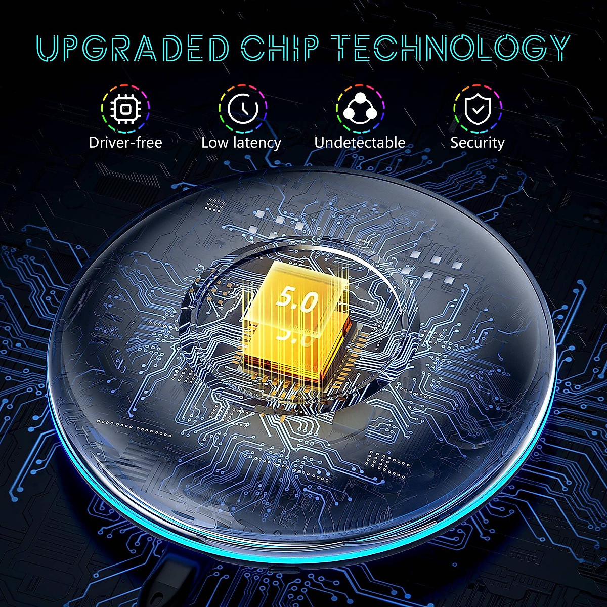 BNING Mouse Mover Device, RGB Breathing Light Mouse Jiggler Undetectable Mouse Shaker Simulator for Computer Laptop Awakening, Include USB C to USB Adapter & Charger (Black Magic Wheel)