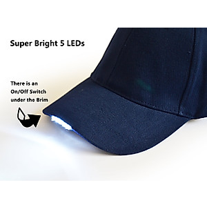 Hands Free LED Baseball Cap Hat for Outdoor Jogging Hip Hop Party Holiday Blue