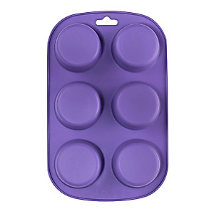 Bakerpan Silicone Muffin Pan, Non Stick Cupcake Tray, Muffin Baking Cups, Silicone Muffin Tray, 6 Cup Cupcake Pan, Purple - Set of 2