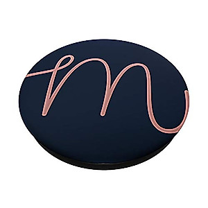 Golden Rose Pink Initial Letter-M On Dark Navy Blue PopSockets Swappable PopGrip