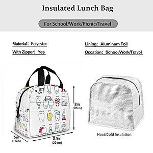 antspuent Dental Combination Lunch Bag for Women Girls Kids Insulated Picnic Pouch Thermal Cooler Tote Bento Large Meal Prep Cute Bag Big Leakproof Soft Bags for Lunch Box, Camping, Travel, Fishing