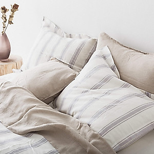 ATLINIA Bedding Duvet Cover Set Linen - 55% Linen 45% Cotton Blend Washed Bed Sets Farmhouse Comforter Cover Set (1 Duvet Cover and 2 Pillow Shams) Queen Size Soft Breathable Bedding, Mauve