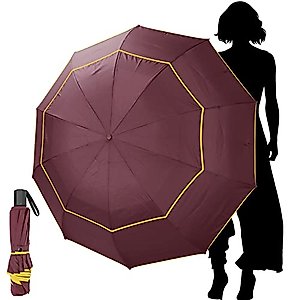 Kalolary 62 Inch Golf Umbrella Extra Large Folding Umbrella Rainproof Compact Umbrella Oversize Double Canopy Vented Waterproof Stick Travel Umbrellas for Women & Men Family Home Use (Red)