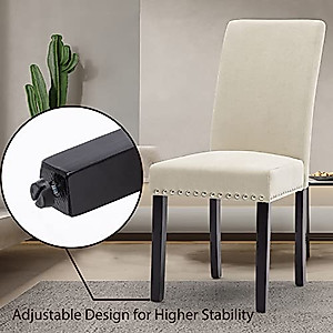 LSSPAID Dining Chairs, Fabric Padded Dining Room Chairs, Nail head Trim Dining chair, Beige, Set of 4