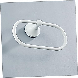 Housoutil 2pcs Shelf and White Rod Hooks Towels Home Kitchen Mount Toilet Self Bathroom Simple Hanging Rings Rack Circle Storage Copper Chrome Duty Hangers Hanger Heavy Adhesive