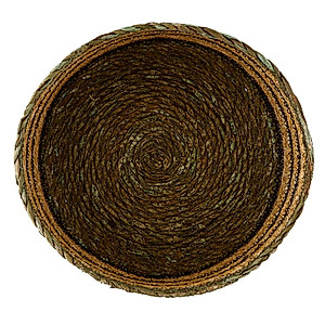 Santa Barbara Design Studio Seagrass Woven Bowl Storage Basket for Home Décor, 4.5" H x 8" Diameter, Moss/Natural/Black