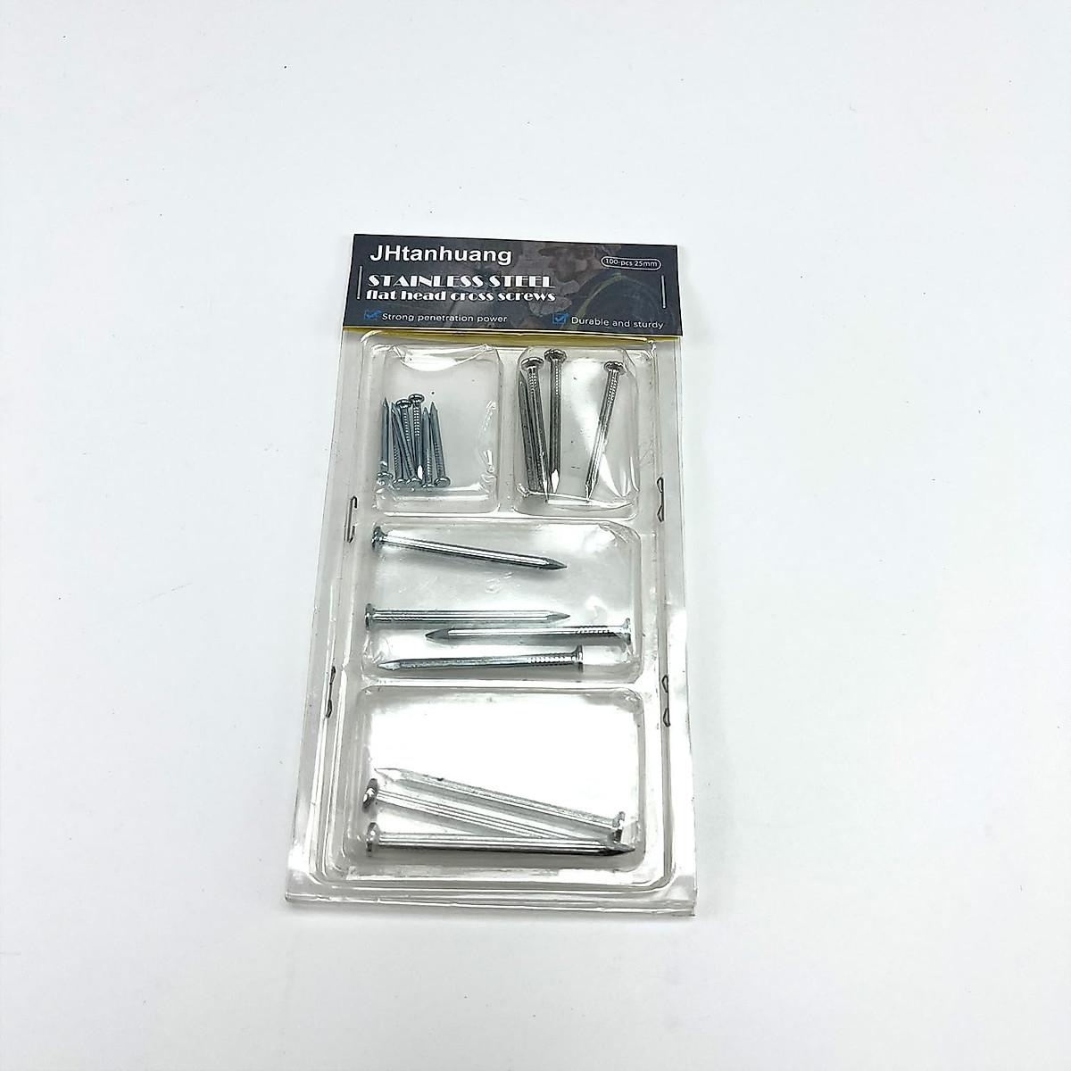 JHtanhuang Rivets, cramps and nails of metal Maximum Length 2 Inches Galvanized Nails, Picture Hanging Nails, Wood Nails, Wall Nails with Storage Box