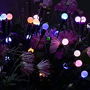 Jxueych 2PCS Solar Garden Lights, Starburst Swaying Light - Swaying When Wind Blows, Solar Lights Outdoor Decorative, Color Changing RGB Light for Pathway, Patio, Front Yard Decoration (Multicolor)